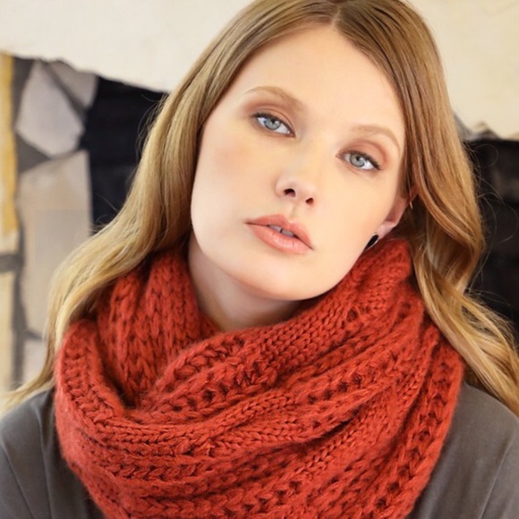 Accessories | Rust Soft Twisted Cable Knit Infinity Scarf | Poshmark